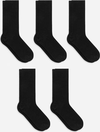 Arket Gerippte Socken Aus Supima-Baumwolle 5er-Pack -Schwarz