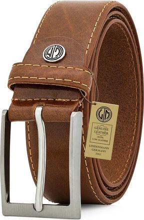 Lindenmann G&uuml;rtel Herren Volllederg&uuml;rtel aus Rindleder, 35 mm breit, k&uuml;rzbar, G&uuml;rtel Herren XXL, cognac, Farbe/Color:braun, Size US/EU:Bundweite 120 cm Gesamtl&auml;n