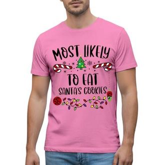 Generic Chemises de Noël assorties pour couples | Lettres imprimées - T-shirts graphiques tendance pour hommes, t-shirts pyjamas décontractés | pour fête, ros