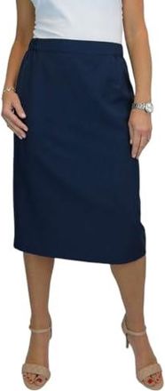 Paulo Due Jupe Crayon Doubl&eacute;e pour Femme avec Taille Partiellement &Eacute;lastiqu&eacute;e sous Le Genou, Jupe De Bureau Bleu Marine 38-52 (44)