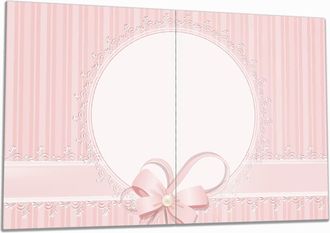 Wallario Herdabdeckplatte/Spritzschutz aus Glas, 2-teilig, 80x52cm mit 13 mm hohen Füßen, für Ceran- und Induktionsherde, Geschenkkarte, Bänder, Spitzen und Sc