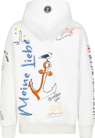 Eight2Nine Kapuzenpullover Damen Hoodie Kapuzenpullover allover K&uuml;stenprint Sweater, Kapuzensweatshirt mit seitl. Eingrifftaschen