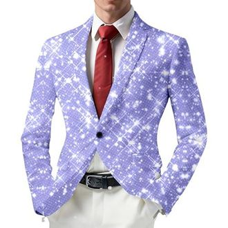 Generico Blazer &agrave; paillettes brillantes Veste costume pour homme D&eacute;guisement de carnaval pour homme Carnaval Outfit des ann&eacute;es 80 Balle disco Costume de groupe