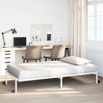 vidaXL Bettgestell ohne Matratze Klappbar Wei&szlig; 90x200 cm Stahl Vidaxl 213549