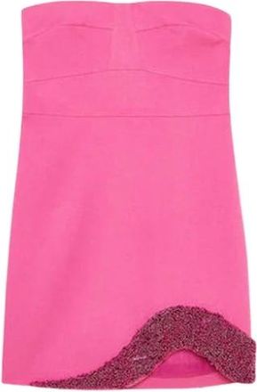 Patrizia Pepe Femme, Robes, Rose, Taille: 38 FR Robe Courte &agrave; Bretelles et D&eacute;tail dOurlet Avant