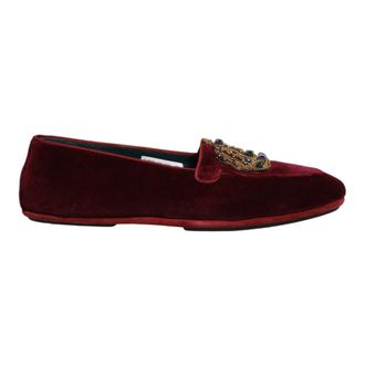 Dolce & Gabbana Velvet Crown Loafers - - Shoes - Herren - Rot - 43 EU