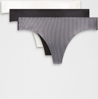 lululemon InvisiWear String mit mittelhohem Bund 3er-Pack f&uuml;r Frauen - Gr&ouml;&szlig;e L in Black/Jumie Stripe White Vapor/Jumie Stripe Rhino Grey Black