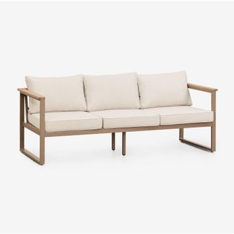 Sklum Sklum - 3-Sitzer-Gartensofa aus Aluminium und Lipov-Akazienholz Moka Braun