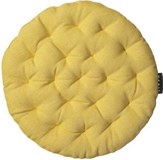Linum Pepper Elegantes Rundes Sitzkissen für Indoor und Outdoor Ø 37cm, 100% Baumwolle, Waschbar, Senfgelb