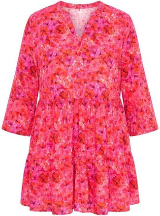 Angel Of Style Longbluse Bluse A-Linie Blumen-Muster 3/4-&Auml;rmel Volants