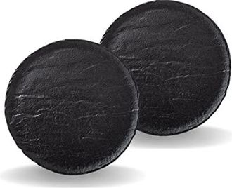 Wilmax England Wilmax - Assiettes - 2 pi&egrave;ces en porcelaine - plate noire - Imitation pierre - Assiettes plates pour diff&eacute;rents plats, usage domestique, gastronomie -