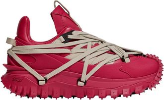 Rick Owens Moncler Trailgrip Megalace Leather Trainers, Unisex, Red, Size: 39