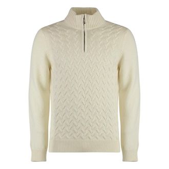 Moorer Kaschmir Rollkragenpullover mit gerippten Kanten - - Knitwear - Herren - Wei&szlig; - M