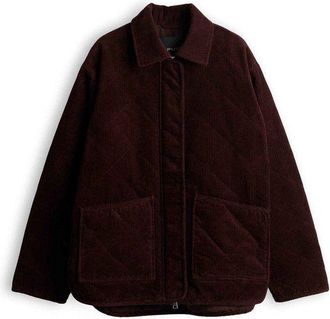OPUS Steppjacke Hekordi aus weichem Cord Gerader Schnitt mit Midi-L&auml;nge und aufgesetzten Fronttaschen