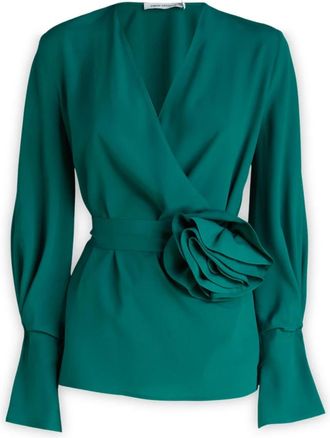 Simona Corsellini Femme, Blouses et Chemises, Vert, Taille: 38 FR Collection Chemises &Eacute;l&eacute;gantes