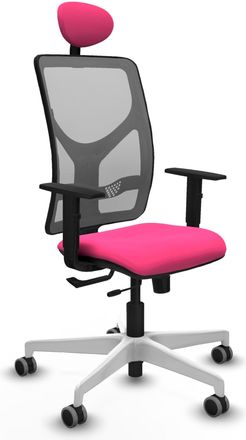 Piqueras y Crespo Computerstuhl mit 1D-Armlehnen, h&ouml;henverstellbarer Lendenwirbelst&uuml;tze und festem Kopfteil, ausgestattet mit Syncro/Traslack und Schneideschaum, Grau/R