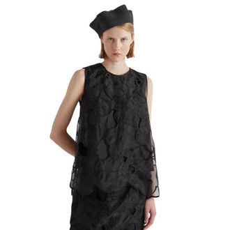 Meimeij Femme, Blouses et Chemises, Noir, Taille: 46 FR Blouse &Eacute;vas&eacute;e Trap&egrave;ze