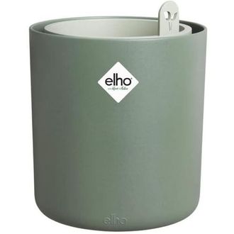 ELHO Bouncy Basil 16 Blumentopf - Basilikum Topf mit Au&szlig;entopf - 100% recyceltes Plastik - &Oslash; 16.5 x H 21.0 cm - Gr&uuml;n/Laubgr&uuml;n