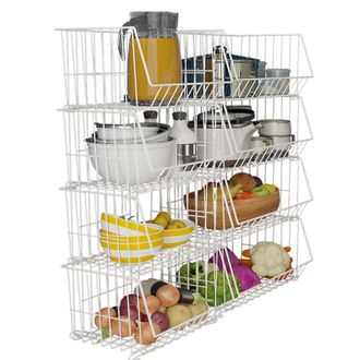 Dioche Bewegliches Aufbewahrungsregal aus Eisen - 4-lagiger Netzkorb-Organizer mit Rollen - Platzsparendes Metallregal Zur Aufbewahrung von Obst, Gem&uuml;se und 