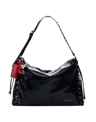 Desigual grand sac tiss&eacute; brillant noir