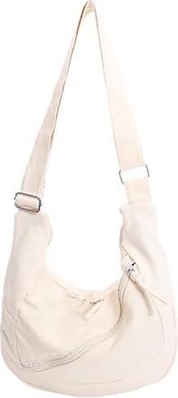 Generic Sac &agrave; bandouli&egrave;re tendance en toile pour femme et fille pour l&eacute;cole, le travail, un usage quotidien, blanc, 11.02x4.33xcinch