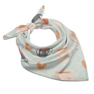 Generic Écharpe carrée en soie légère avec coeur café pour cheveux respirant Cadeau pour homme et femme, multicolore, 60x60cm