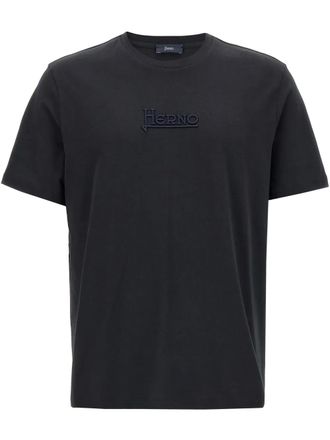 Herno T-Shirt mit Logo-Stickerei - Blau