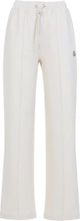 Moncler Femme, Pantalons, Blanc, Taille: 38 FR Wide Leg Cotton Pantalons de surv&ecirc;tement