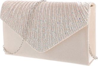 Yardwe YARNOW Pochette de Soir&eacute;e en Satin Beige avec D&eacute;corations Brillantes Paquet Enveloppe &Eacute;l&eacute;gant pour Mariage et Bal Pochette Femme pour Occasions Formel