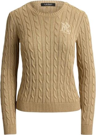 Ralph Lauren Pull en maille torsad&eacute;e avec boutons - Femme - Pulls - Vert - Taille: 38 FR