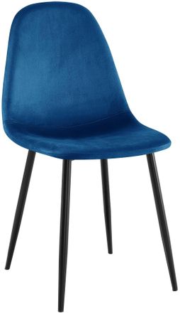 Clp Esszimmerstuhl gepolstert Napier, K&uuml;chenstuhl mit R&uuml;ckenlehne und schwarzem Metallgestell, Polsterstuhl Esszimmer bis 150 kg belastbar, Farbe:blau, Ma