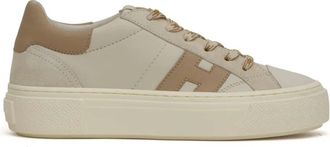 Hogan Femme, Chaussures, Beige, Taille: 38 1/2 EU Cassetta Leather Baskets