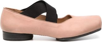 Uma Wang Calf Suede with Crossover Strap Ballet Flat - Beige