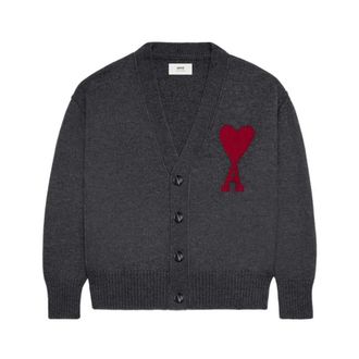 Ami Grauer Wollstrick V-Ausschnitt Pullover - - Knitwear - Damen - Grau - XS