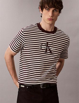 Calvin Klein T-shirt relaxed rayé avec logo monogramme
