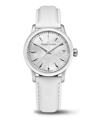 Maurice Lacroix 1975 Quartz 33mm, Quarzwerk, Lederband Wei&szlig; Damenuhr 751006-SS001-160-7