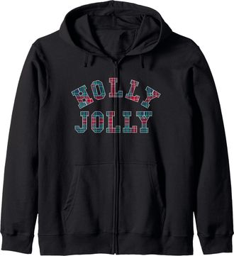 Trendy Apparel Christmas Jolly Plaid Bold Lettering Kapuzenjacke