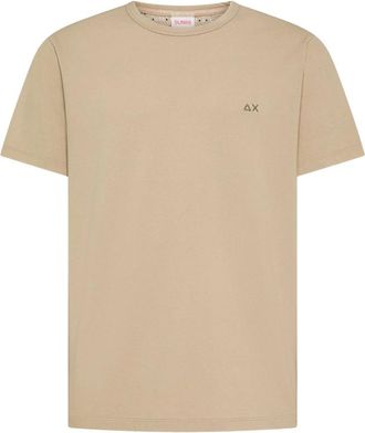 Sun 68 Homme, Tops, Beige, Taille: S T-Shirt Piquet Cold Dye S/S