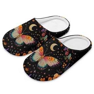 Coloranimal Pantoufles de spa &agrave; bout ferm&eacute; pour femme, chaussures dint&eacute;rieur en coton et lin, pantoufles dint&eacute;rieur en coton, Vintage Flower Moon, 38.5/39.5 EU