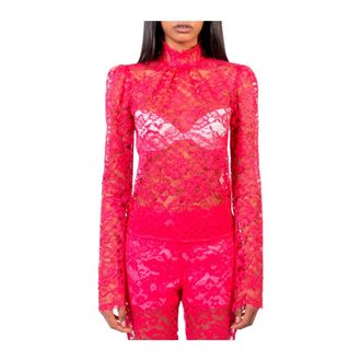 Doris S Fuchsia Spitze Hochgeschlossene Bluse - - Blouses & Shirts - Damen - Rosa - M