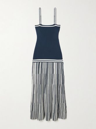 Faithfull The Brand Esenia Maxikleid Aus Strick Mit Streifen Und Falten - Blau