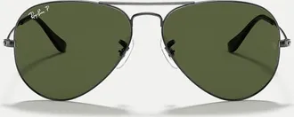 Ray-Ban Aviator klassische Piloten-Sonnenbrille mit gr&uuml;nen Gl&auml;sern in Gunmetal-Grau