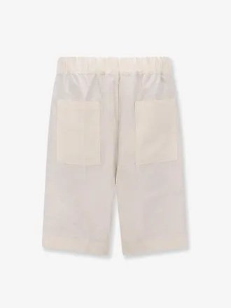 Laneus Mens Viscose And Linen Bermuda Shorts Beige