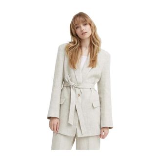 Alohas Alohas - Blazer en lin ceintur&eacute; - Femme - Vestes - Beige - Taille: 38 FR