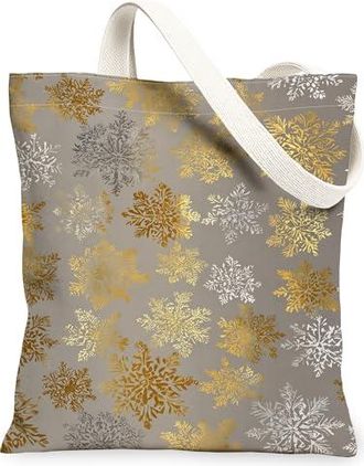Generic Sacs fourre-tout en toile motif flocon de neige, sacs de courses r&eacute;utilisables, chics, l&eacute;gers et lavables, toile pour voyage, plage, &eacute;picerie, 33 x 38