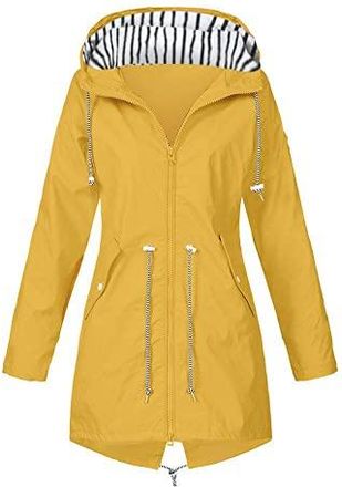 Generic Impermeable Femme Coupe Vent Vetement de Pluie avec Capuche Mes Commandes Zipp&eacute; Chaude Manteau Casual Outdoor Grande Taille Hauts Adulte Automne Pas C