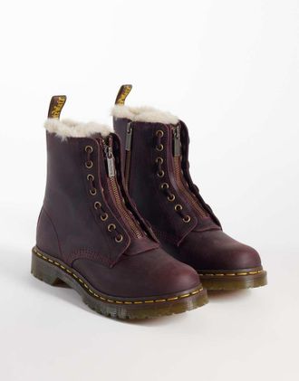Dr. Martens 1460 Zip Stiefel aus Crazy Horse Leder in Kirschrot