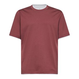 Brunello Cucinelli T-Shirt mit Lagen-Optik - - Tops - Herren - Rosa - S