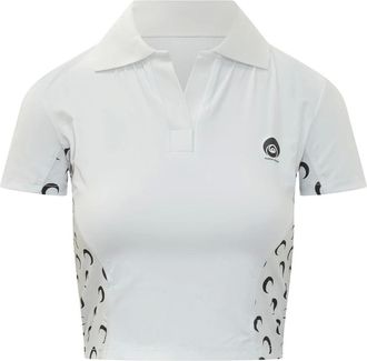 Marine Serre Femme, Tops, Blanc, Taille: 38 FR Tennis SS Polo TOP