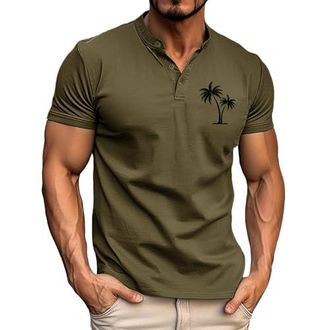 Generic Chemises Henley pour homme - T-shirt basique l&eacute;ger &agrave; manches courtes et d&eacute;contract&eacute;, t-shirt d&eacute;t&eacute; Henley de couleur unie, ag, 4XL